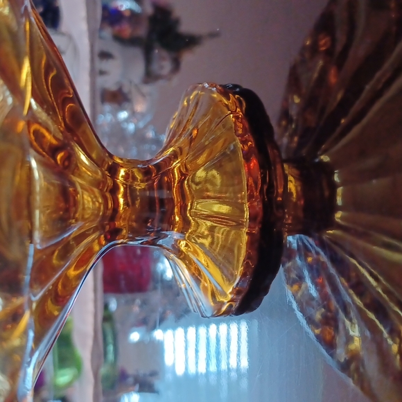 L E Smith | Dining | Vintage Amber Pedestal Compote Dish | Poshmark